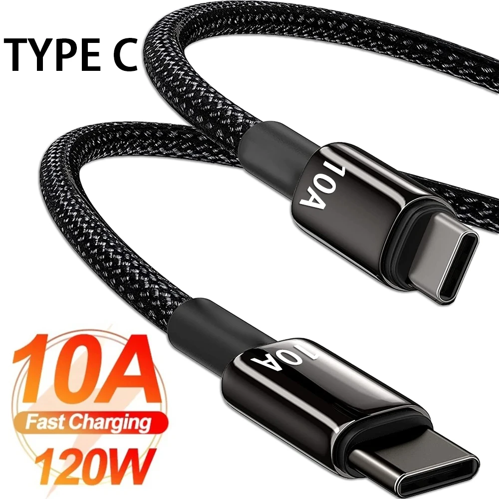Sturdy-Nylon-Braided-USB-C-Cable-10A-120W-Fast-Charger-Charging-Cord ...