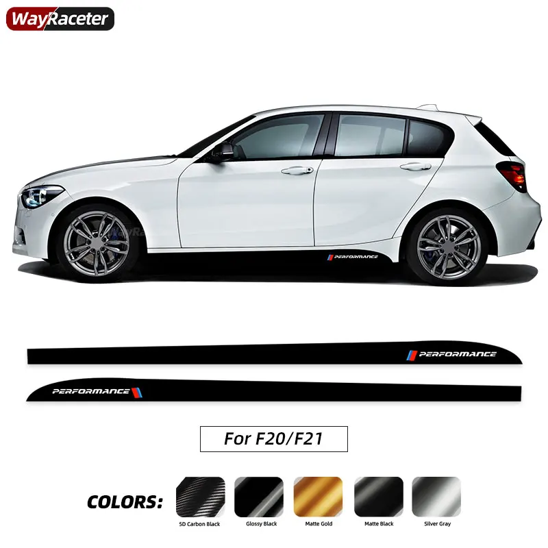 2-Pcs-M-Performance-Decal-Carbon-Fiber-Vinyl-Door-Side-Stripe-Skirt ...