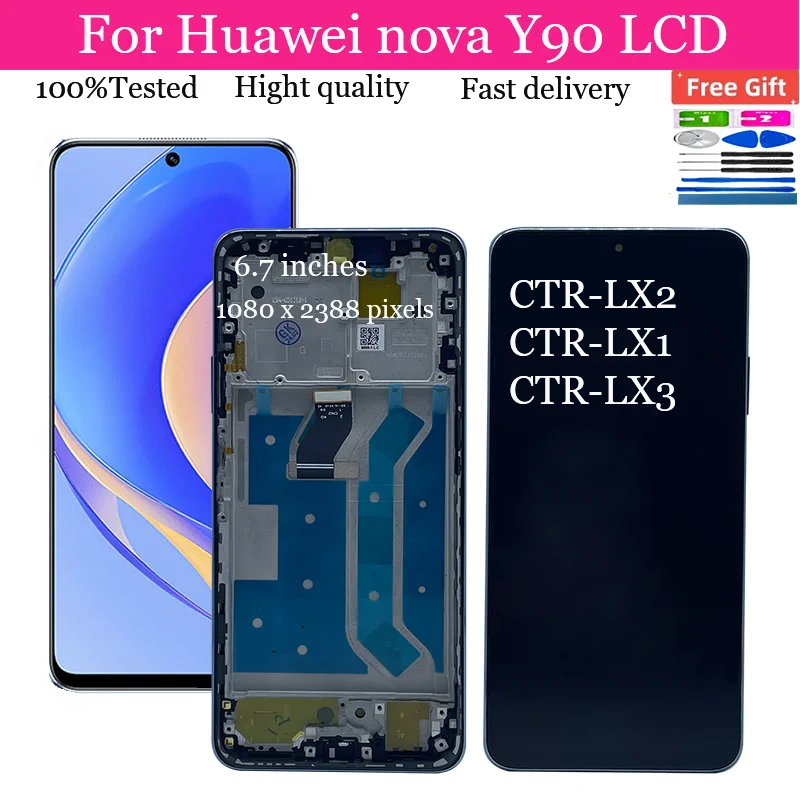 New-For-Huawei-Nova-Y90-LCD-CTR-LX2-Display-Screen-Frame-Touch-Panel-Digitizer-Replacement ...