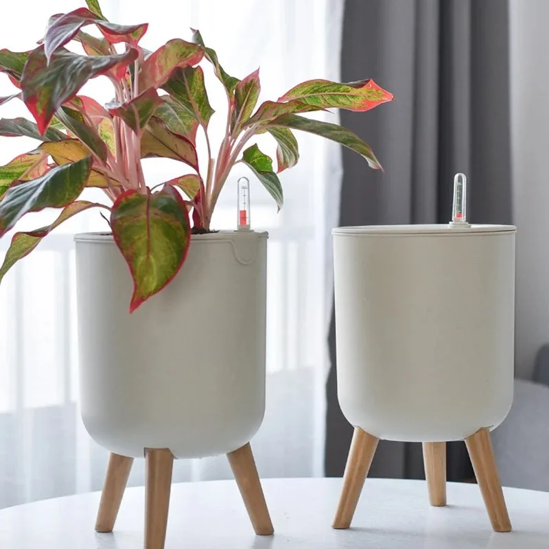 Self Watering plastic Plant Pot, Indoor High feet Flower Pots, with ...