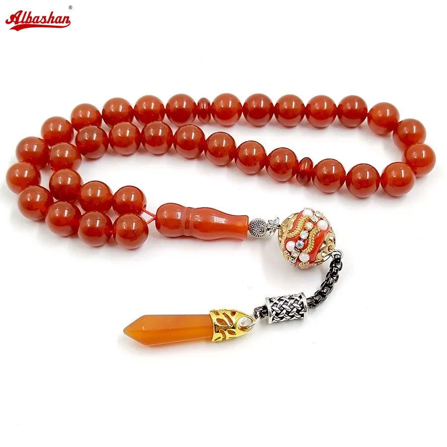 Tasbih Natural Brazil Red Agate stone misbaha 2025 fashion bracelet ...