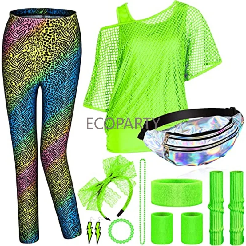 80-s-Women-Retro-Costume-Set-Women-s-80s-Leggings-Fishnet-Neon-Shirt ...