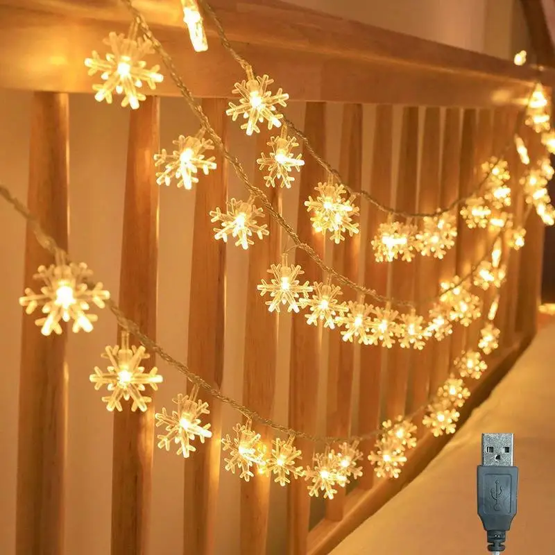 USB-Plug-Fairy-Light-LED-Snowflake-Light-String-Garden-Living-Room ...