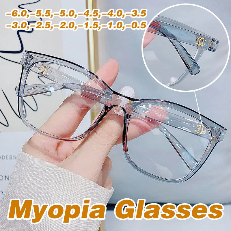 [-600 To 0] Women's Fashion Myopia Glasses Students Clear Frame Anti ...