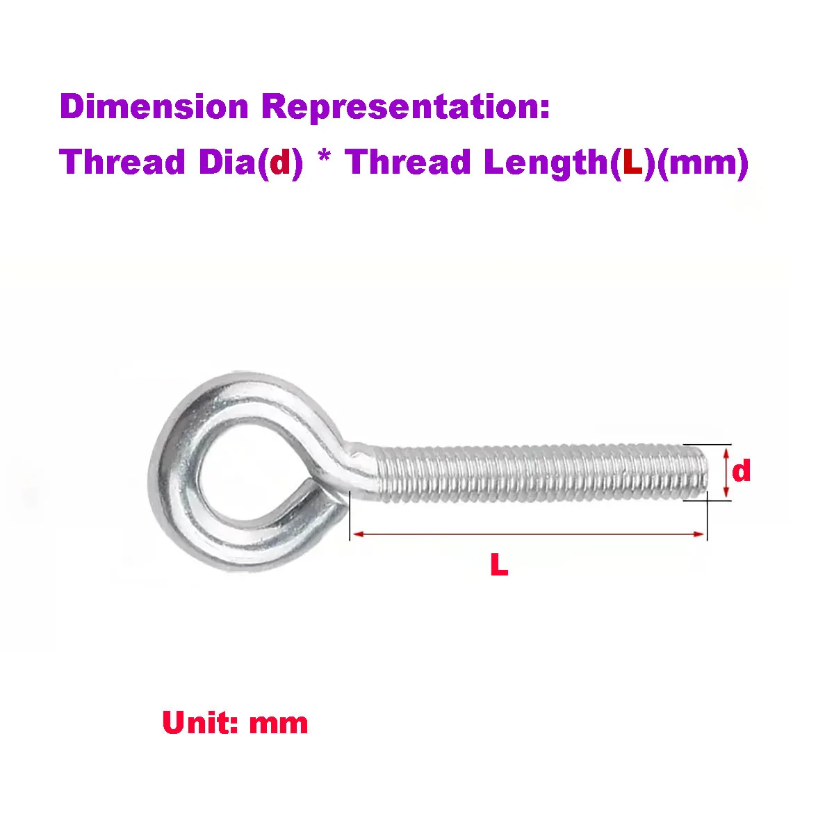 304-Stainless-Steel-Eyebolt-With-Loop-Hook-Circular-Ring-Closed-Eye ...