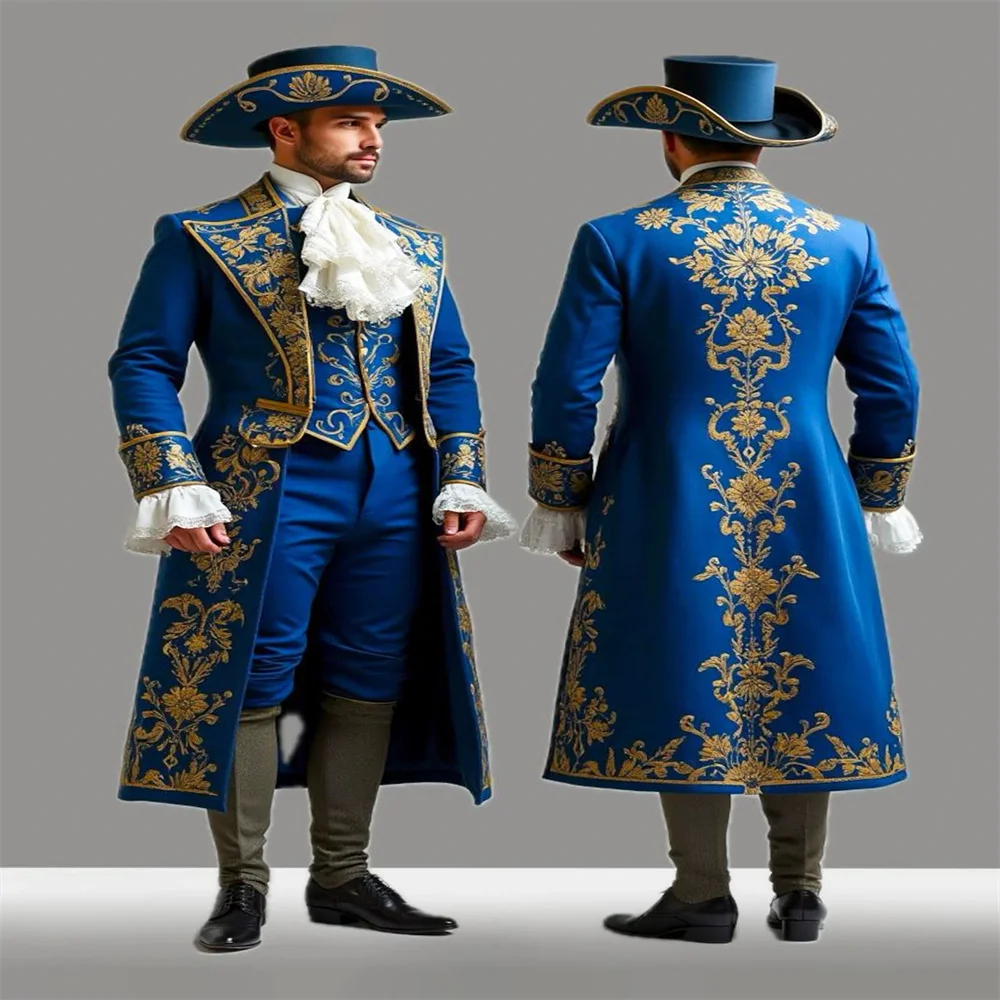Traje de caballero aristócrata barroco rococó azul victoriano del siglo ...