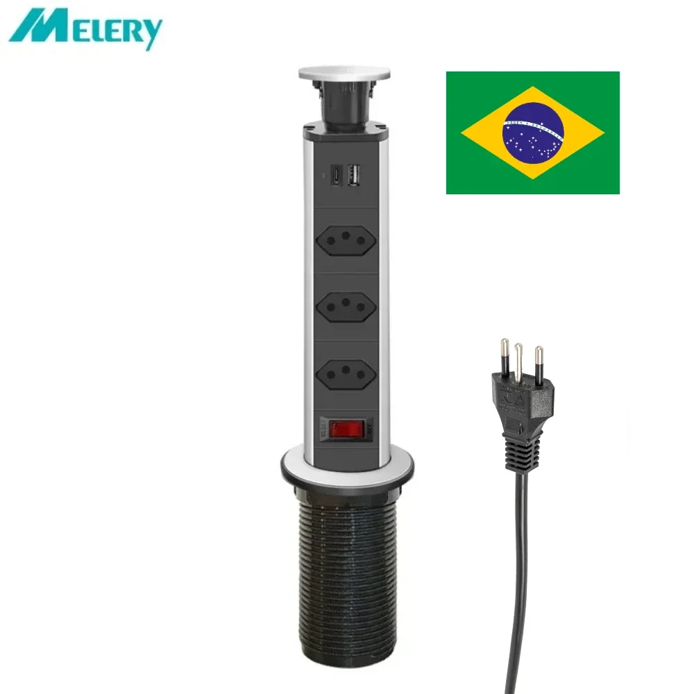 Melery Brazil Power Strip Pop Up Brazilian Plug Desktop Socket Electric ...