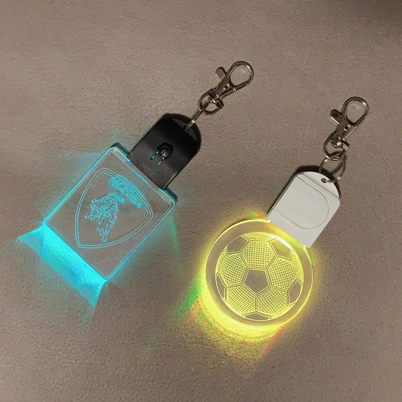 30pcs Led 3d Blank Acrylic Keychain Rgb Colorful Night Light Key ...