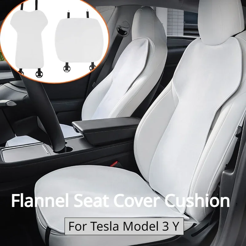 Seat Cover Cushion for Tesla Model 3 Y Flannel White Seat Protection ...
