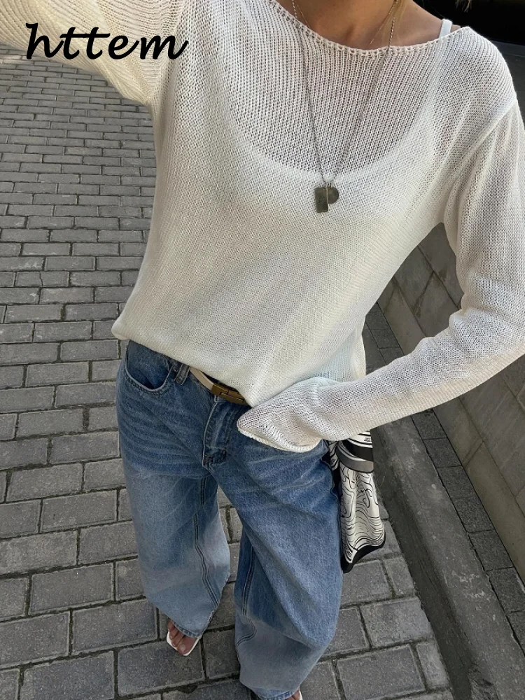 Elegant-Knitted-Hollow-Out-Pullovers-Women-Loose-O-neck-Long-Sleeve-See ...