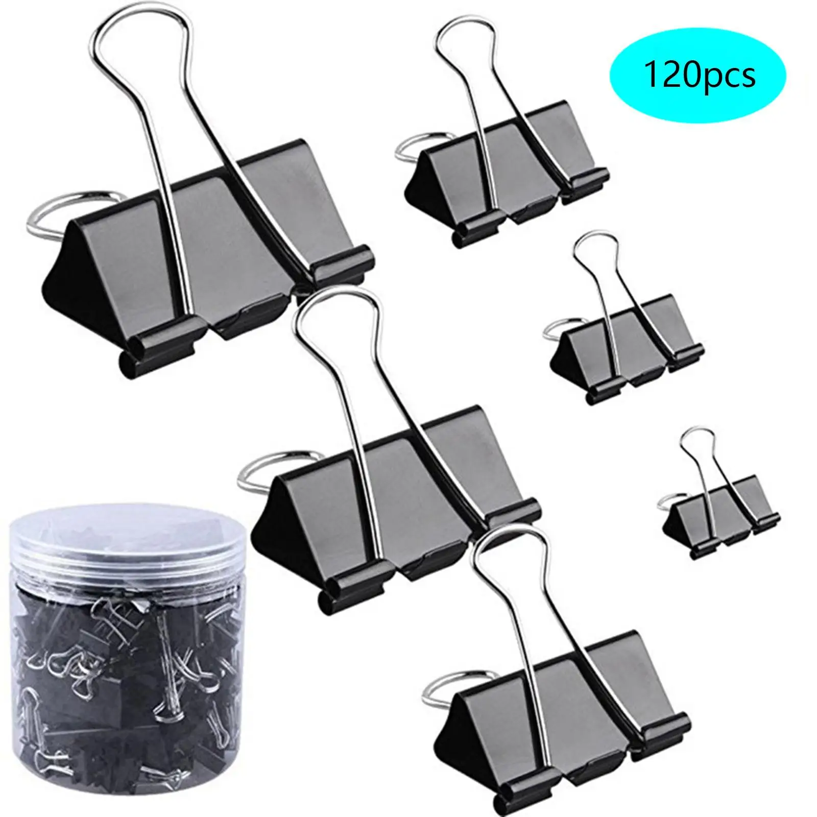 120-Pieces-Binder-Clips-Metal-Multifunctional-Multipurpose-Binding ...