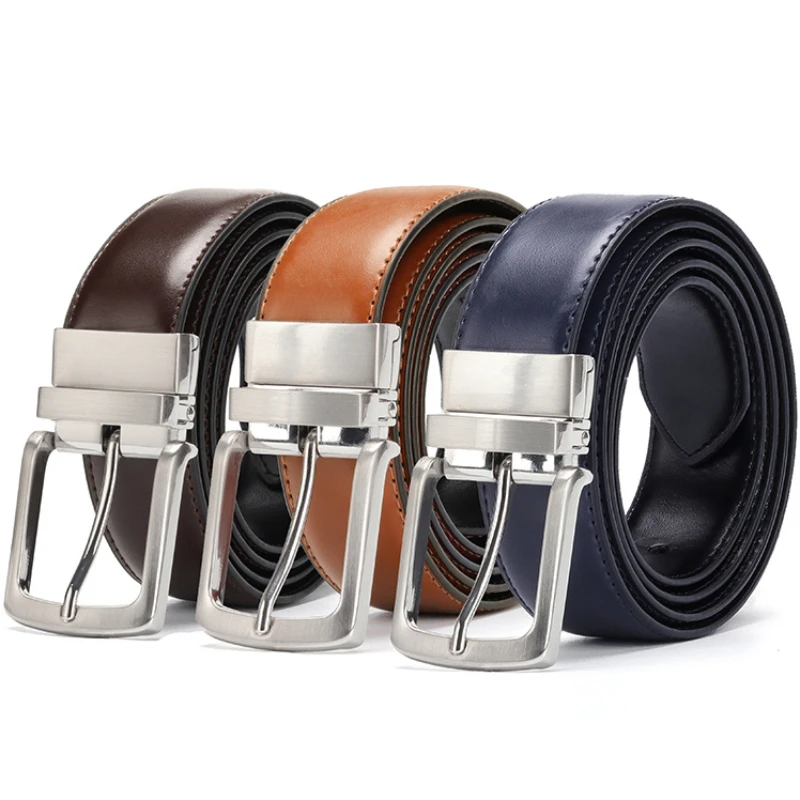 Double-sided-Real-Leather-Rotating-Alloy-Pin-Buckle-Belt-for-Men-High ...