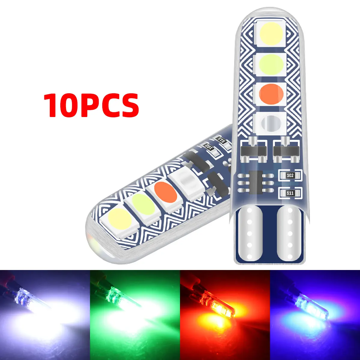 10x T10 W5W RGB LED Strobe Light 3030 Smd 8 LED Car Interior Lighting ...