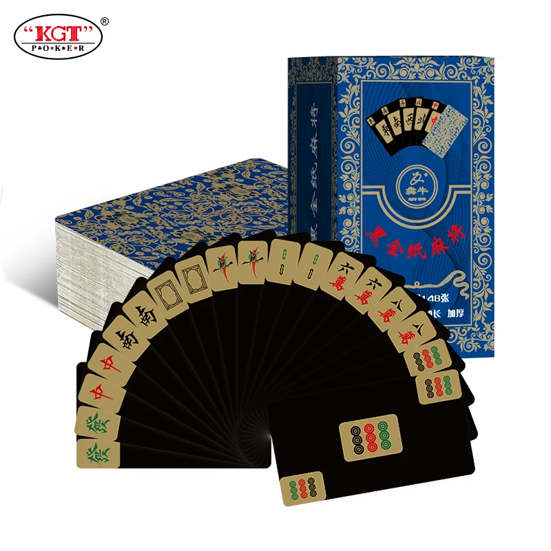 Black Gold Paper Mahjong Thickened Silent Mahjong Poker Cards ...