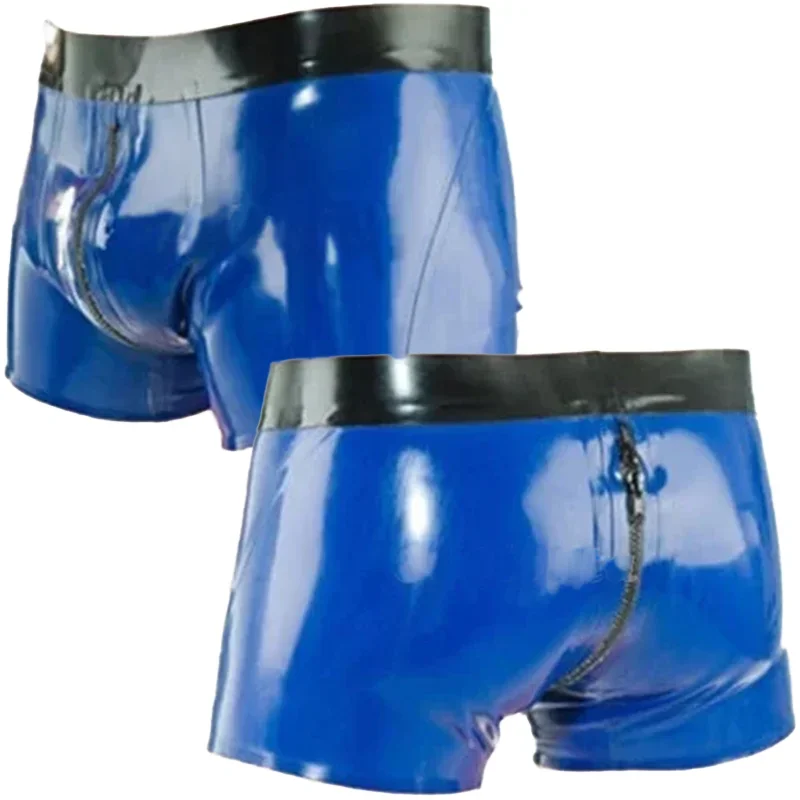 Pure-Natural-Rubber-Latex-Classic-Boxer-Shorts-Sport-Underwear-Blue ...