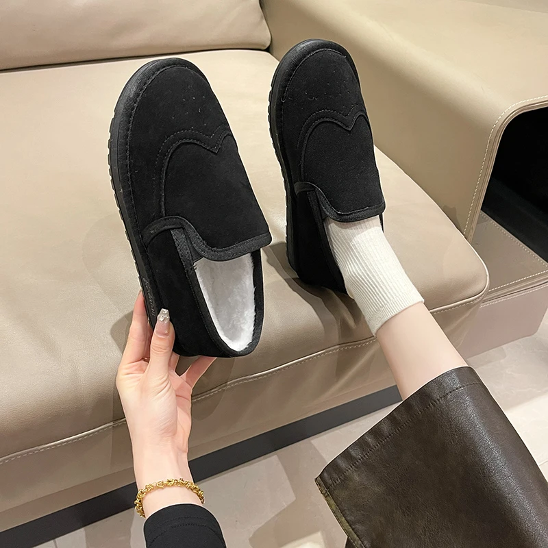 2024-Women-Autumn-Winter-Flats-Slip-on-Casual-Cotton-Shoes-Warm-Cozy ...