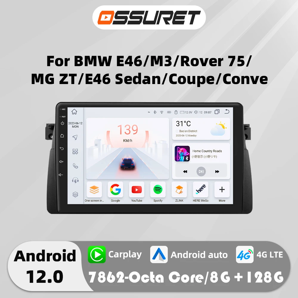 2din Android Auto Car radio Multimedia Player For BMW E46 M3 318 320 ...