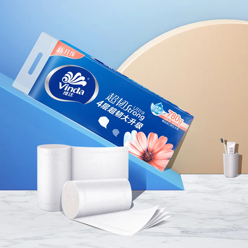 10 Rolls Of Vinda Ultra Tough Coreless Roll Paper, 4-layer Thick Roll ...