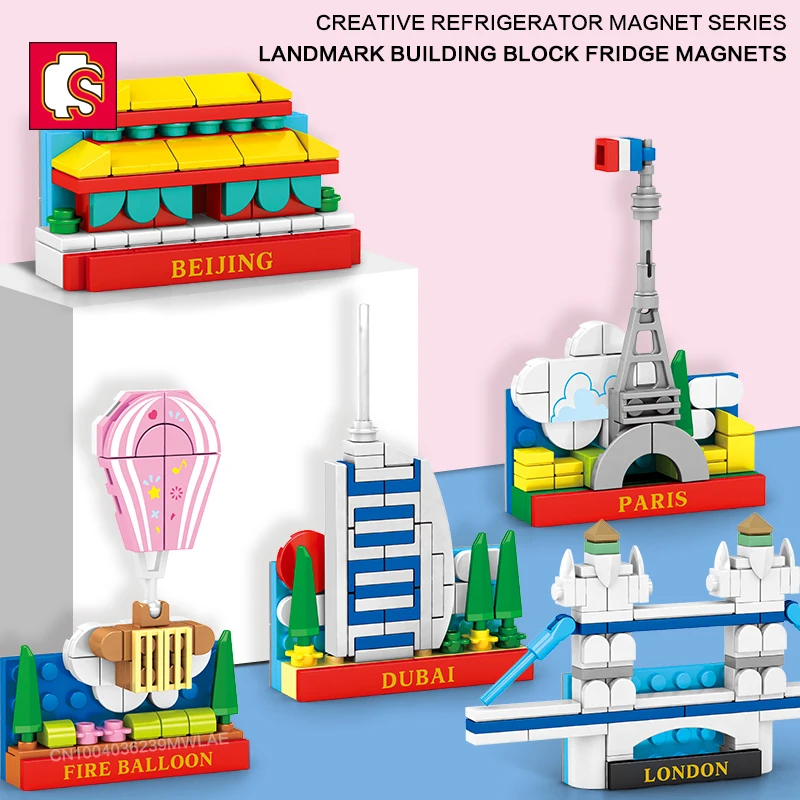 SEMBO Landmark Fridge Magnets Bricks Building Blocks DIY Playsets ...