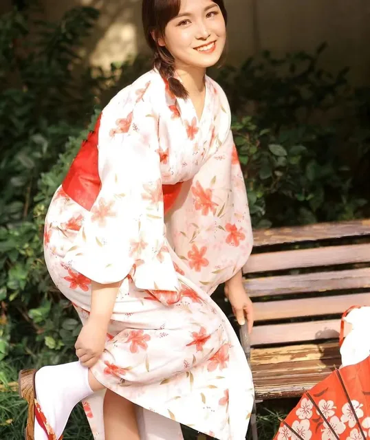 Women's Floral Print Yukata Long Robe Oriental Japanese Traditional ...