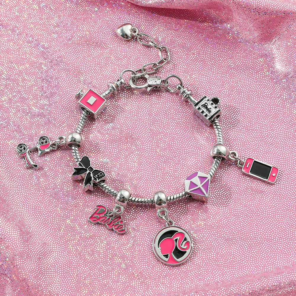 Disney-Pulseras-con-dijes-de-Barbie-para-mujer-pulseras-con-colgante-de ...