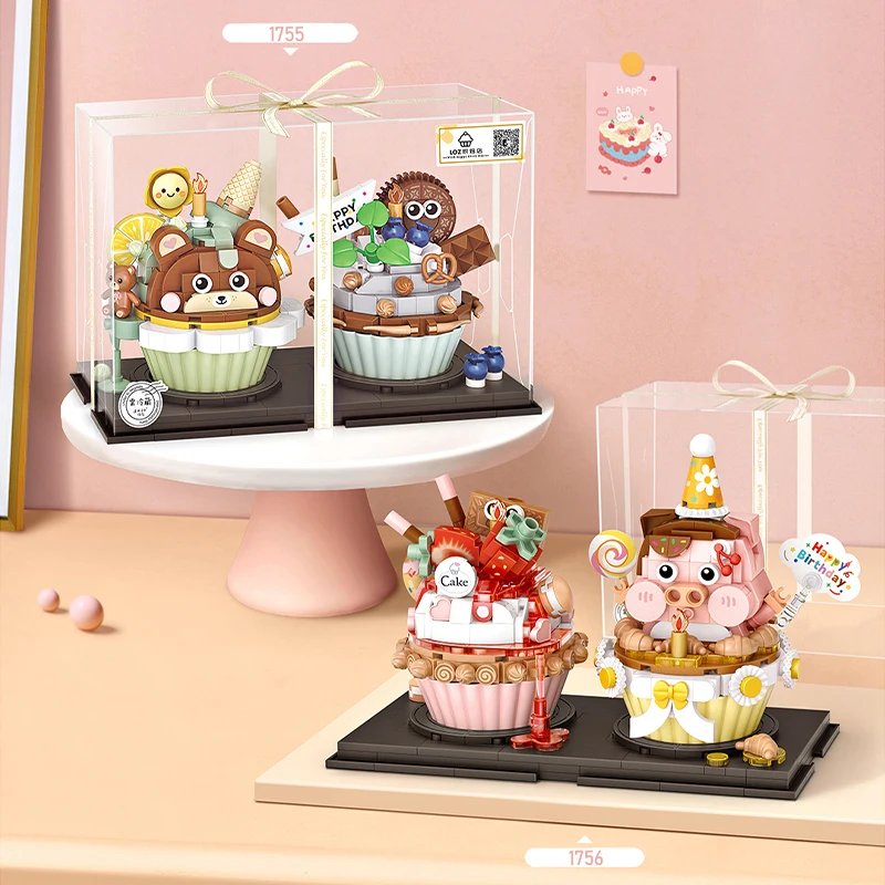Loz-Mini-Cupcake-Strawberry-Piglet-Oreo-Bear-Cupcake-Building-Block ...