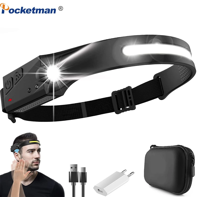 Headlamp LED with Sensor Mode COB Headlight Built in Battery ...