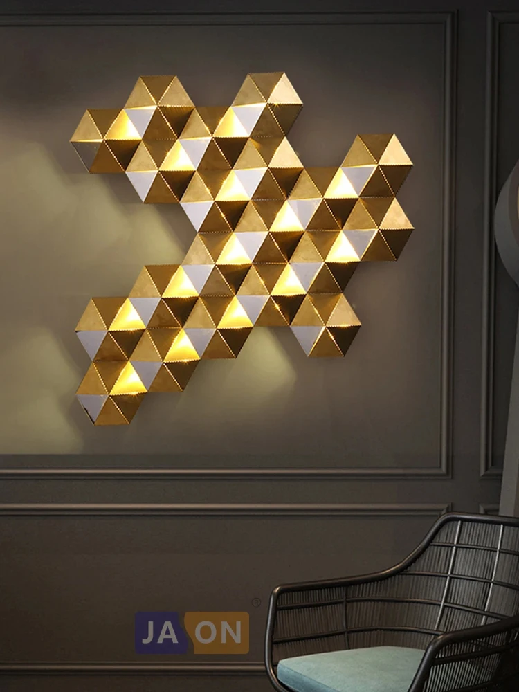 LED-Postmodern-Stainless-Steel-Golden-Honeycomb-LED-Lamp-LED-Light-Wall ...
