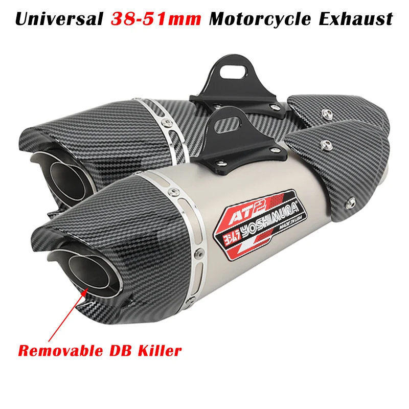 Universal-38-51mm-Yoshimura-AT2-Motorcycle-Exhaust-Pipe-With-DB-Killer ...