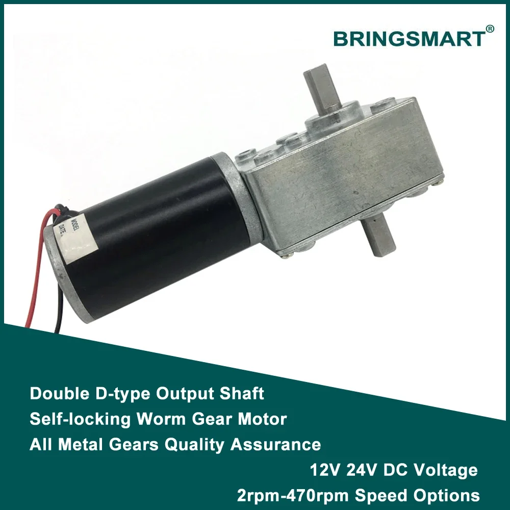 Bringsmart-12V-Electric-Gear-Motor-Double-Shaft-24V-DC-Worm-Motor-High ...
