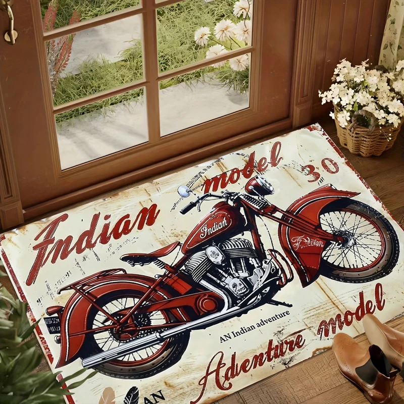 Hot Sale Retro Indian Motorcycle Pattern Rug Anti Slip Decor Carpet for ...