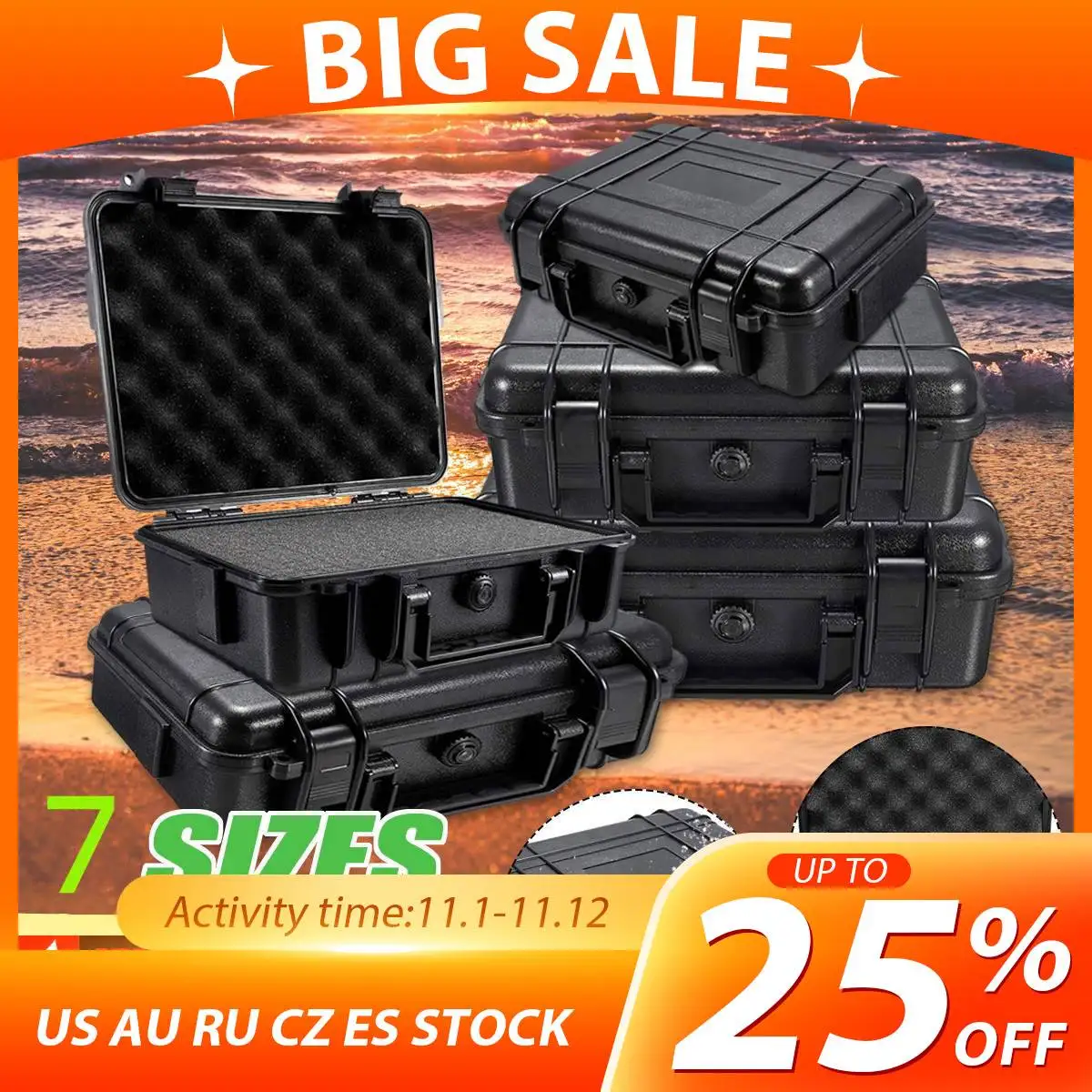 7 Sizes Waterproof Hard Carry Case Bag Tool Kits With Sponge Storage ...