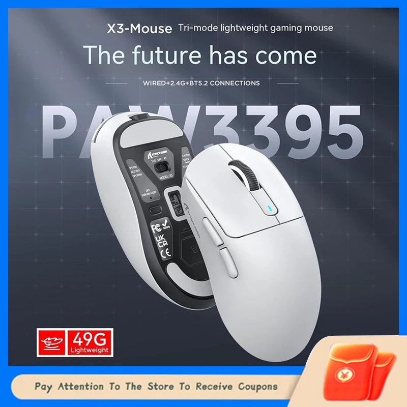 Attack-Shark-Attack-Shark-X3-Mouse-Lightweight-Paw3395-E-Sports-Game-Three-Mode-Wireless-Mouse ...