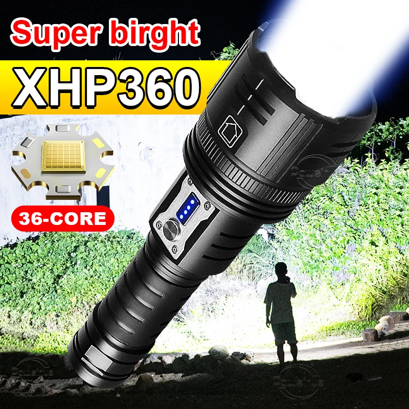 2023NEW XHP360 Torce LED ad alta potenza Torcia LED per esterni Zoom ...