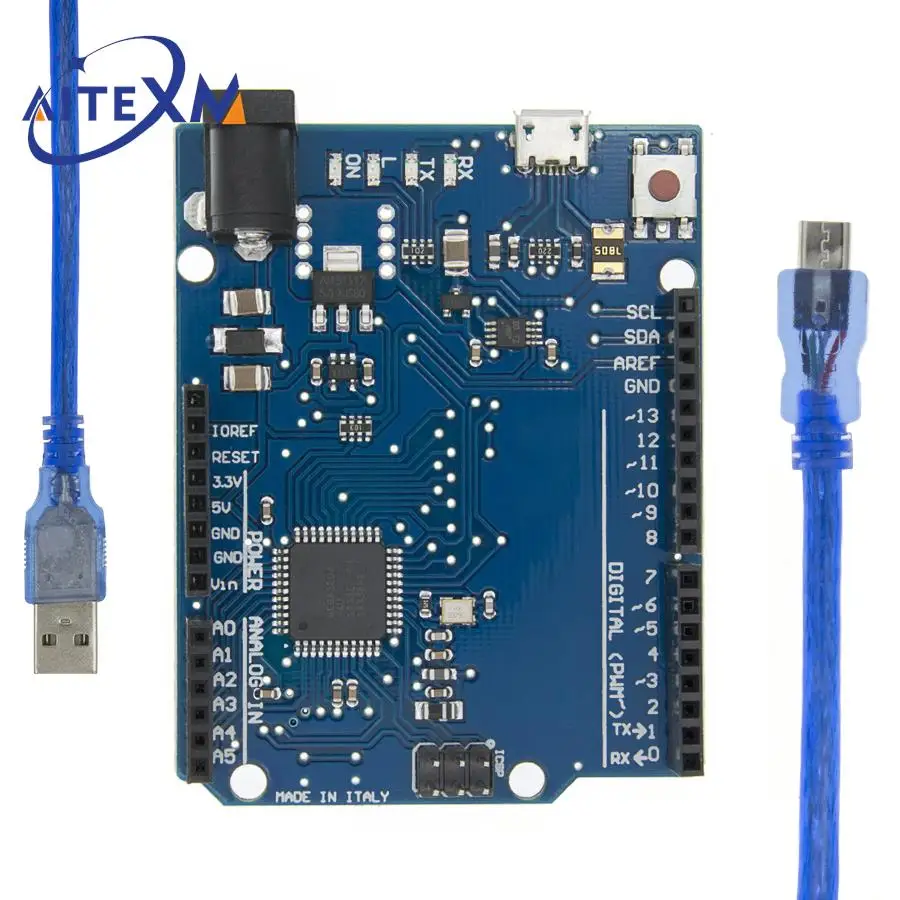 Leonardo-マイクロコントローラーr3,atmega32u4開発ボード,usbケーブル付き,arduinoと互換性,ロゴ付きdiyスターターキット