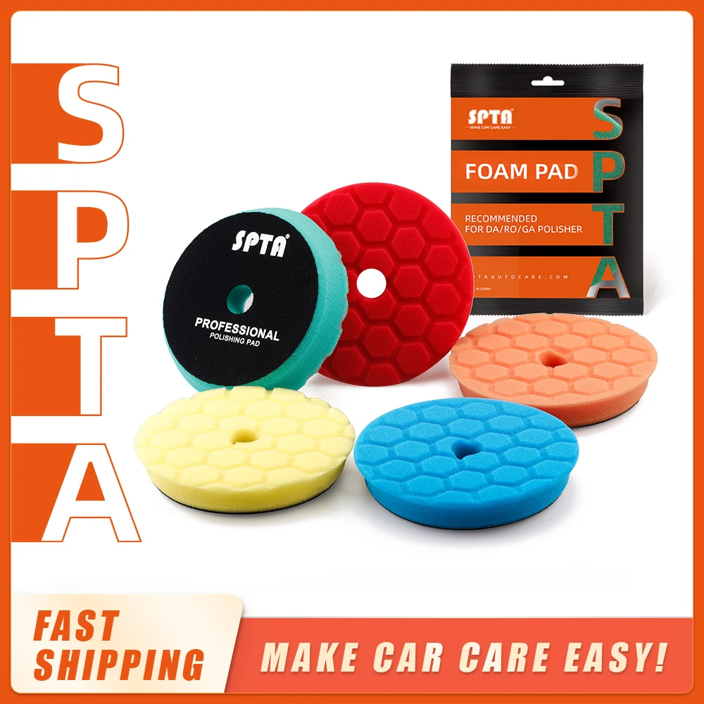 SPTA 3"/5"/6" 5pcs Mix Color Car Spong Buffing Polishing Pads & Buffing ...