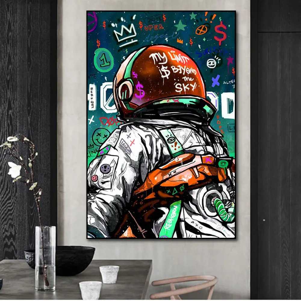 Outer Space Art: How This Graffiti Pop Art Astronaut Canvas Transforms ...