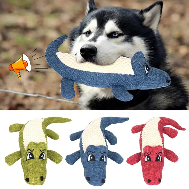 Pet-Chew-Toys-Interactive-Cartoon-Animal-Plush-Alligator-Shape-Dog ...