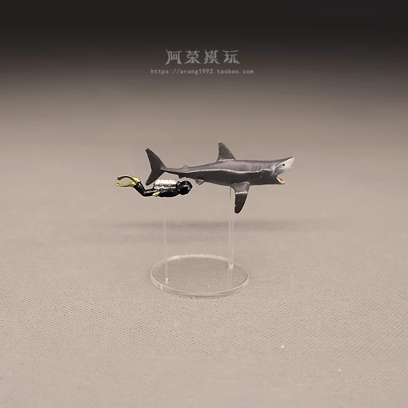 Miniatures Ocean Diving Diver White Shark Action Figures Model ...