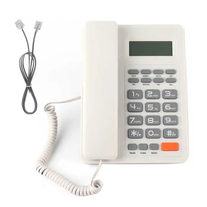Desktop Corded Phone Household Landline Telephone English Display Fixed Phone With Re-dial And ...