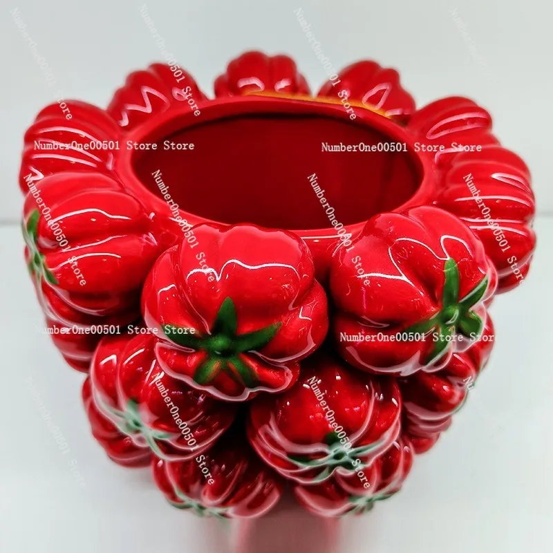 Ceramic fruit ornaments, tomato storage, vase inserts, decoration, home ...