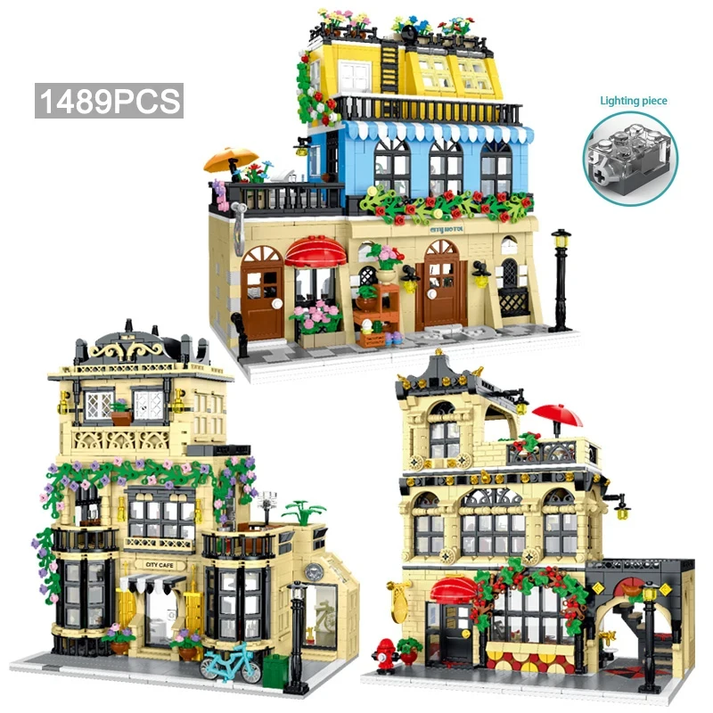 Creative-City-Cafe-Western-Restaurant-Hotel-Building-Blocks-Street-View ...