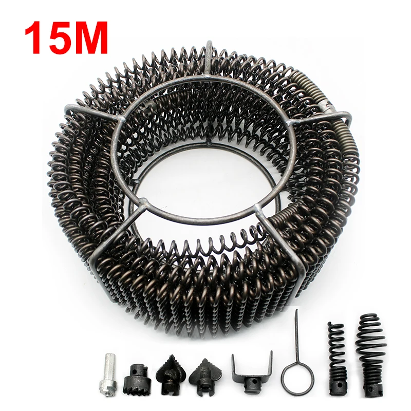 9-15M-Length-Household-Drain-Pipe-Dredger-Extension-Spring-Set-Sewer ...