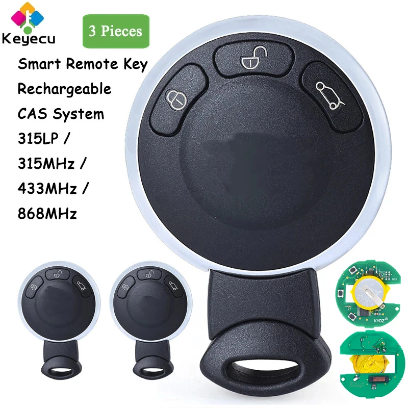 KEYECU-3-Pieces-Rechargeable-CAS-Remote-Car-Key-With-3-Buttons-315LP ...