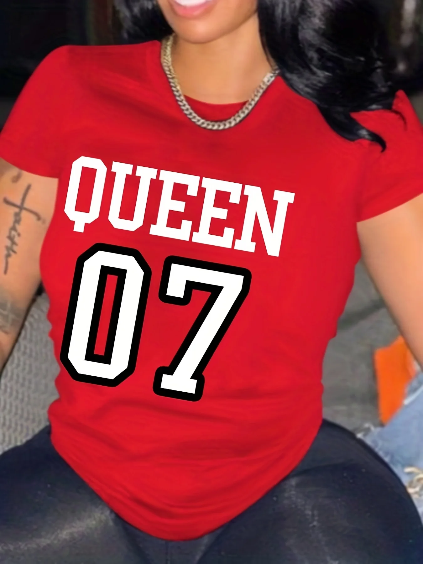 Women-s-Letter-Number-Print-Crew-Neck-T-Shirt-Casual-Short-Sleeve-Tee ...