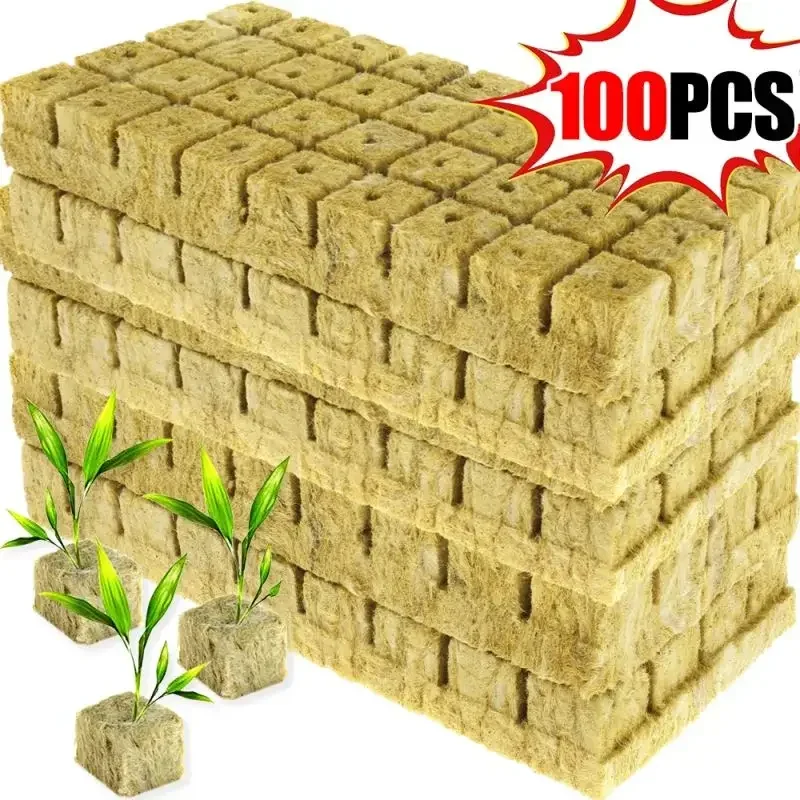 100-50x-Stonewool-Hydroponic-Grow-Media-Cubes-Garden-Seedling-Block ...