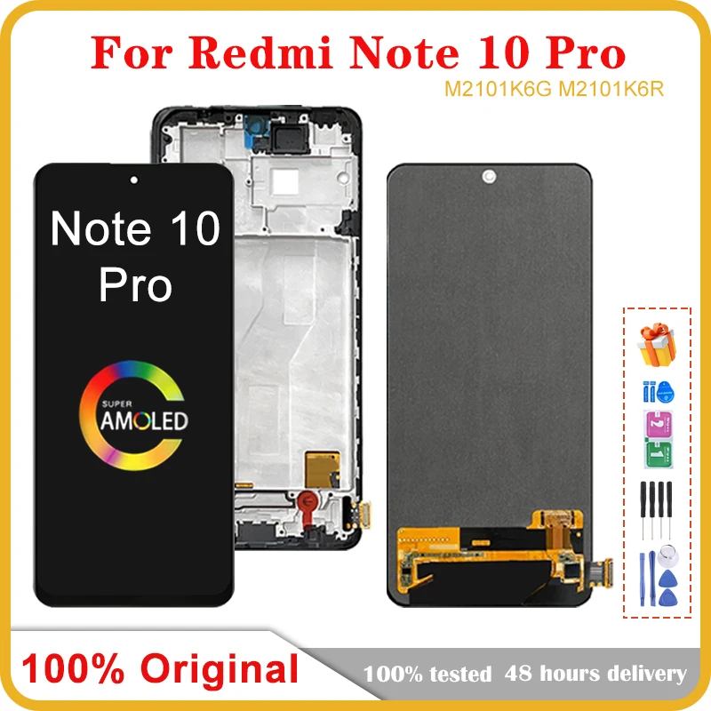 6.67" Original AMOLED / TFT For Xiaomi Redmi Note 10 Pro LCD M2101K6G Display Touch Screen ...