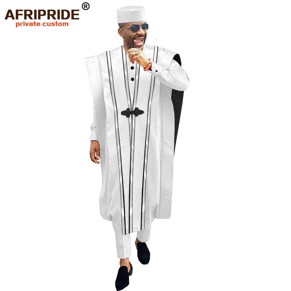 African Men Clothing Agbada Robe Dashiki Shirts Ankara Pants Tribal Hat ...