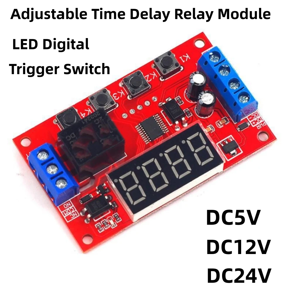 10A Adjustable Time Delay Relay Module DC 5V 12V 24V LED Digital Timming Relay Timer Delay ...