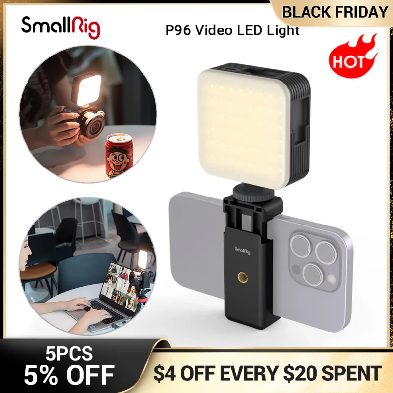 SmallRig-P96-LED-Video-Light-Mini-LED-Camera-Lights-2200mAh-6500k-Zoom ...